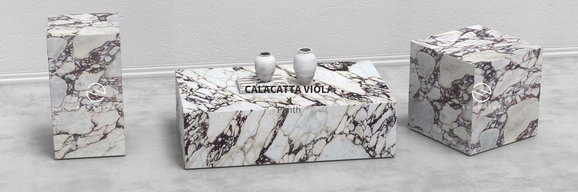 Calacata Viola Marble Stone Cuboid Floor Free Stand Tall Plinth Display ...