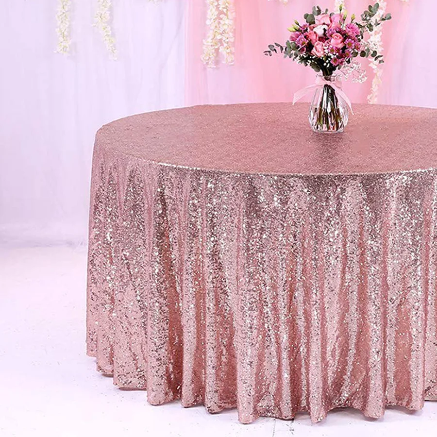 Decorative Glitter Round Polyester Table Cloths For Wedding Party Home ...