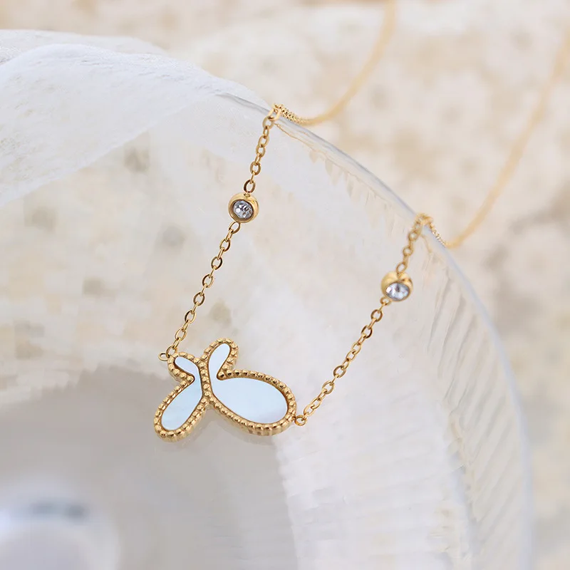 Ins 18k Gold Plated Stainless Steel Wholesale Price Shell Butterfly Ss Necklace For Women ...