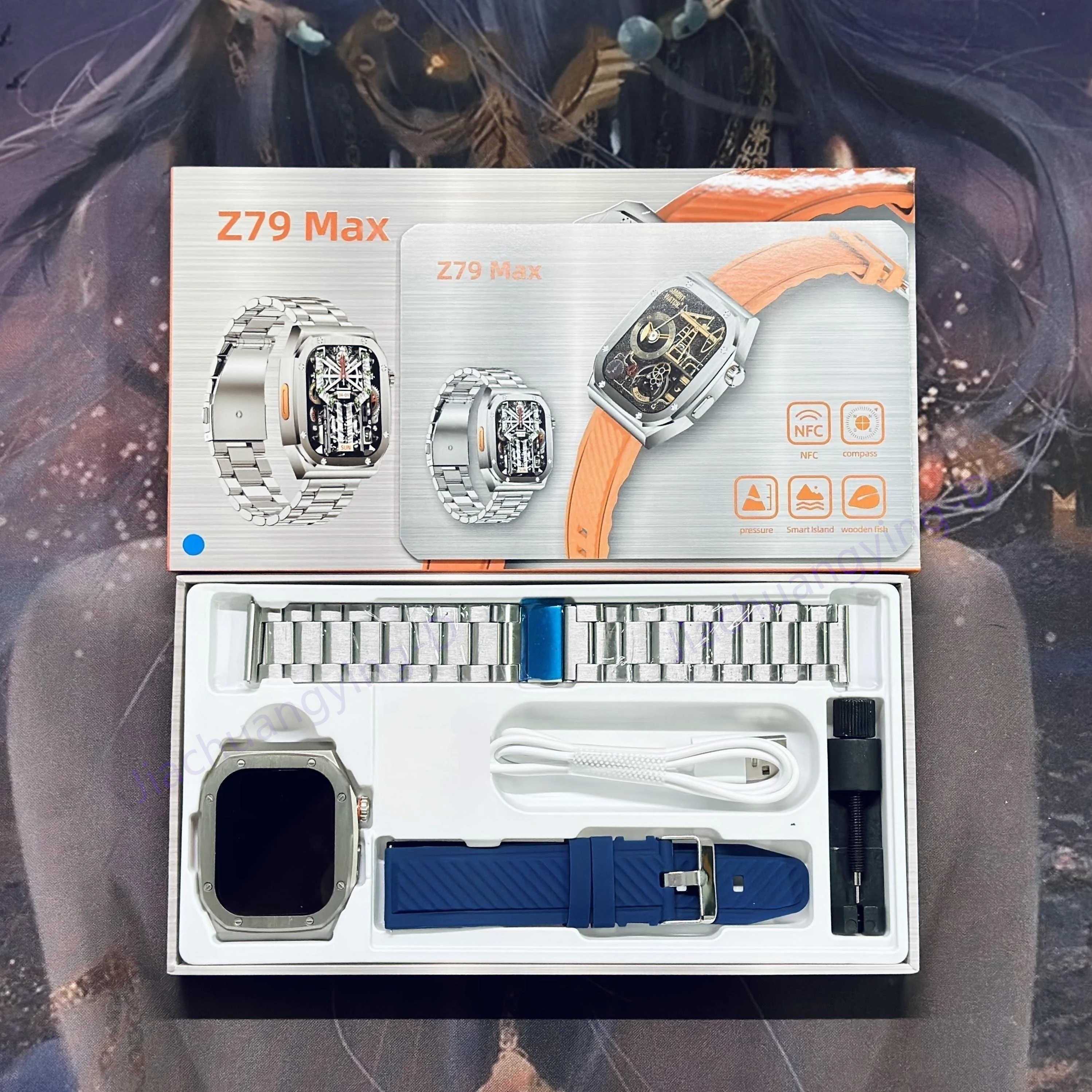 2023 Reloj Z79max Smartwatch Stainless Steel Dual Strap+wireless ...