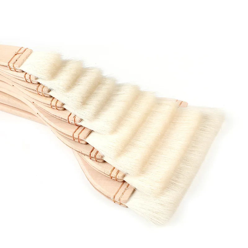 Bvew Art Wool Artist Flat Paint Brushes Set, Wooden Handle Soft Wash ...