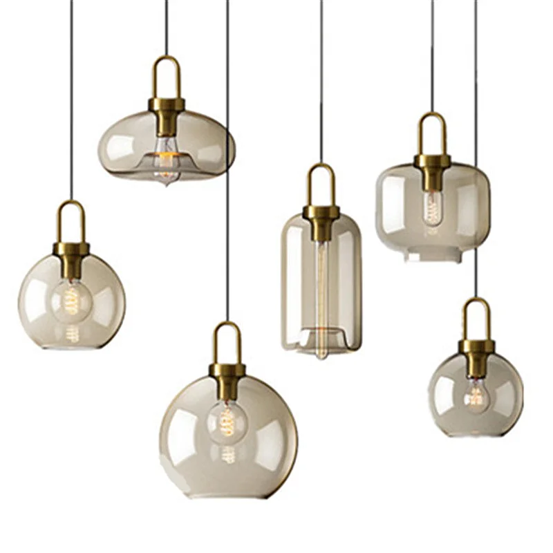 Vintage Glass Shade Pendant Lamp - Modern LED Hanging Light