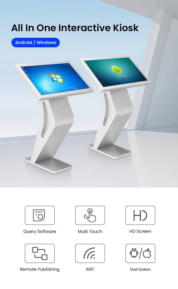 Horizontal Floor Standing Android Kiosk Touch Screen Advertising Player ...