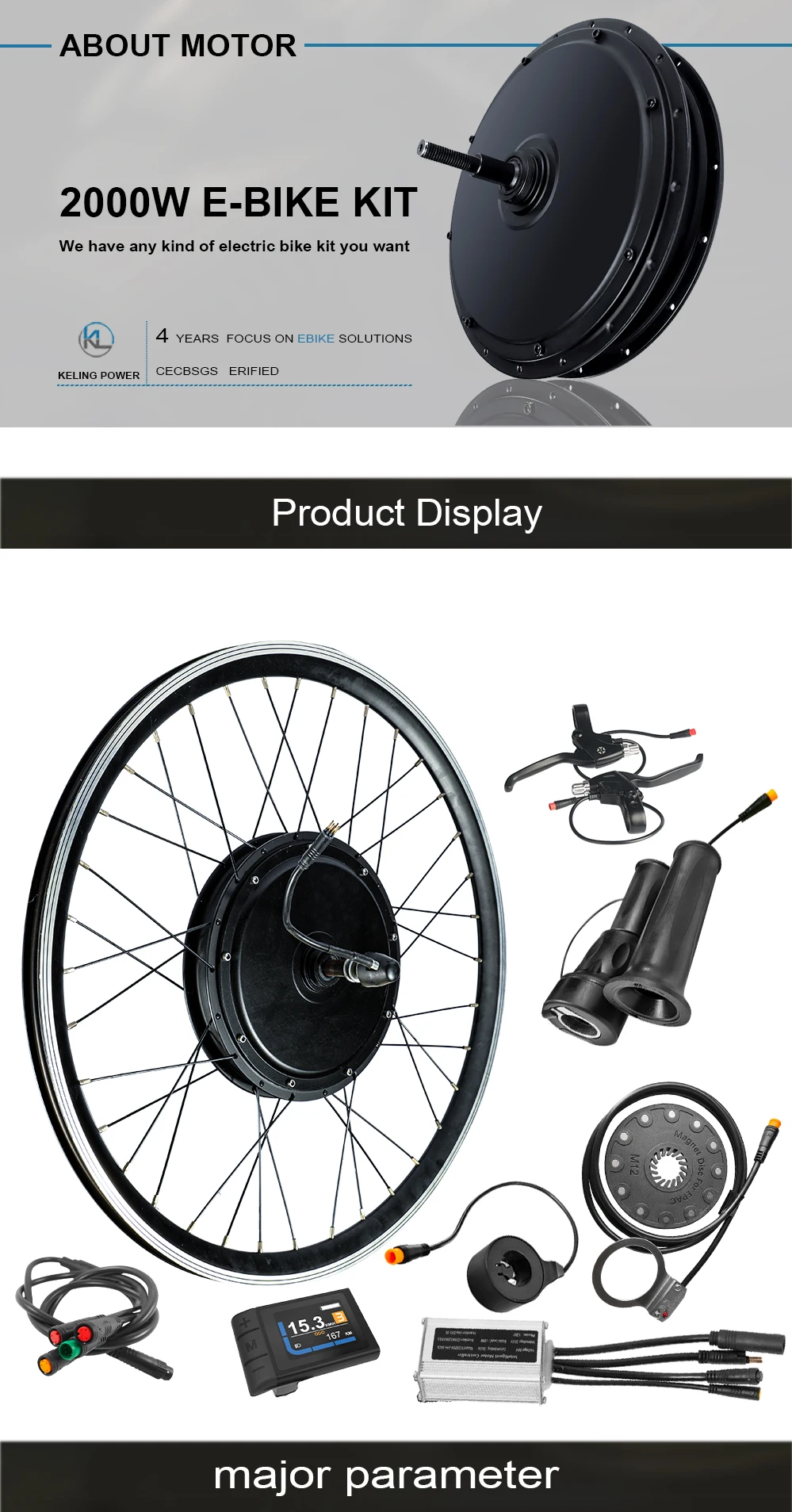 3000w 1000w Rear Hub Motor Wheel Electric Bicycle Conversion Kit 2000w ...