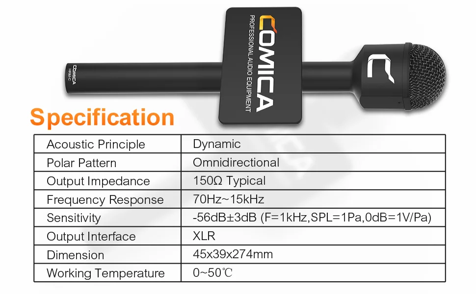 Comica XLR Dynamic Microphone, HRM-C Omnidirectional Handheld Interview ...