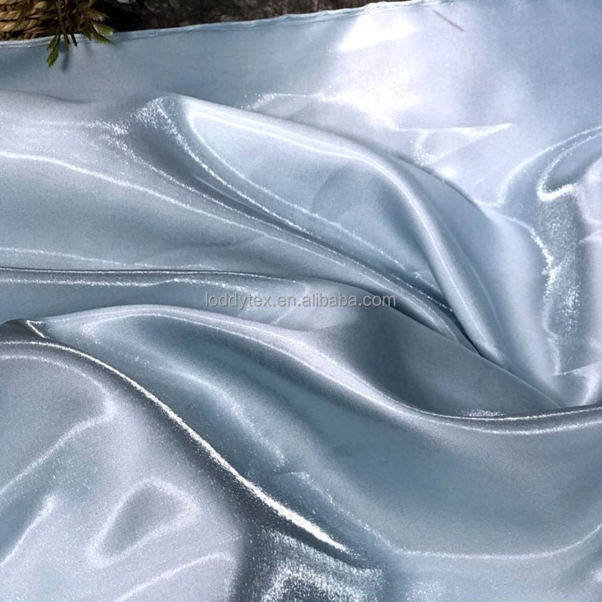 150gsm Metallic Crystal Silk Shiny Luster Liquid Gaza Organza Fabric ...