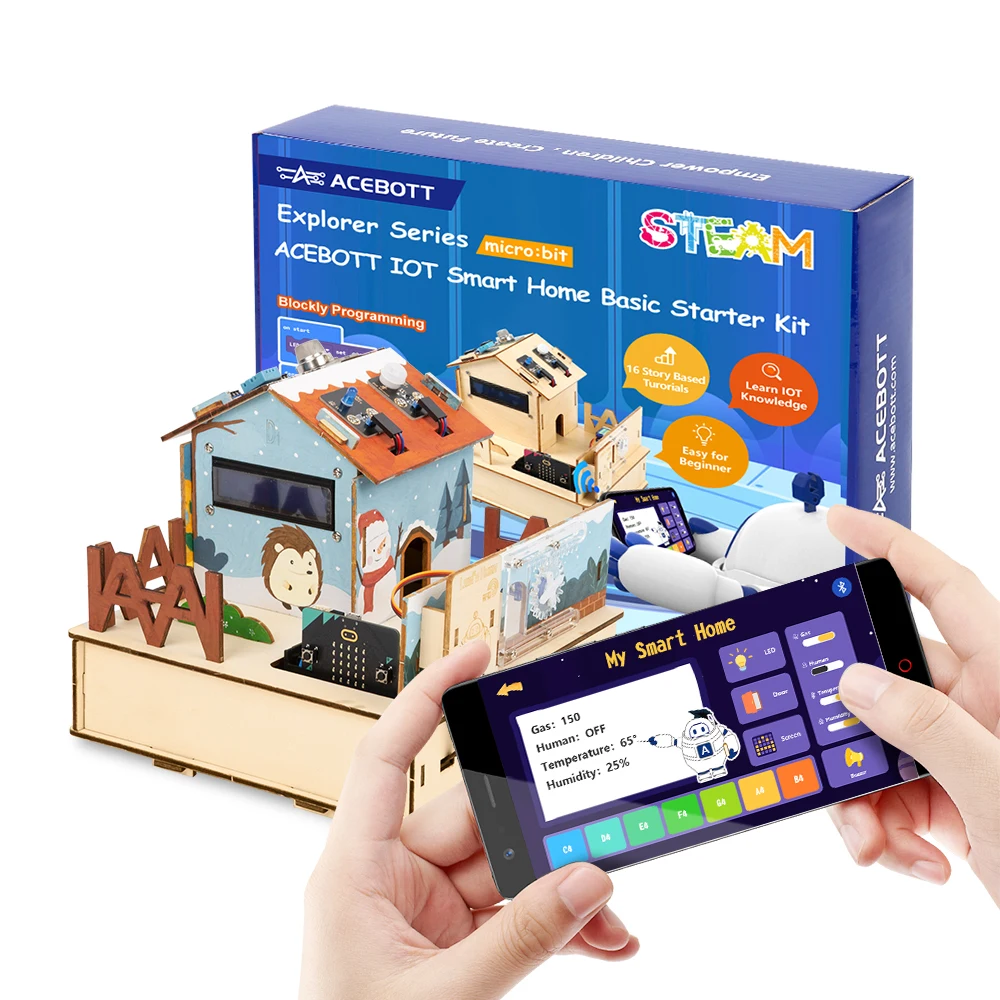 Acebott Learning Kit Microbit Smart Home Automation Projects Wooden House For Arduino