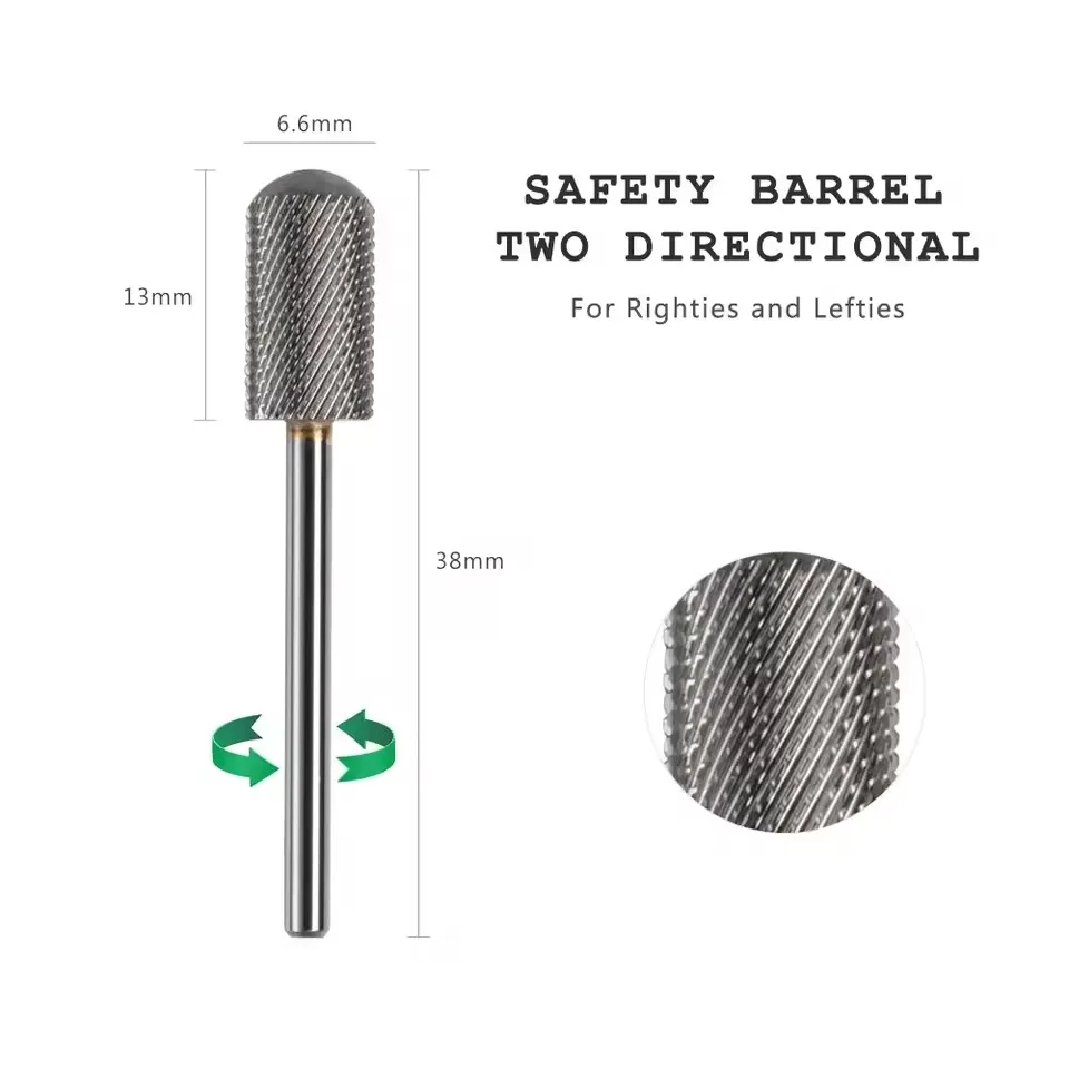 Large Barrel Smooth Top Bits Nail Drill Bits Remove Gel Carbide ...