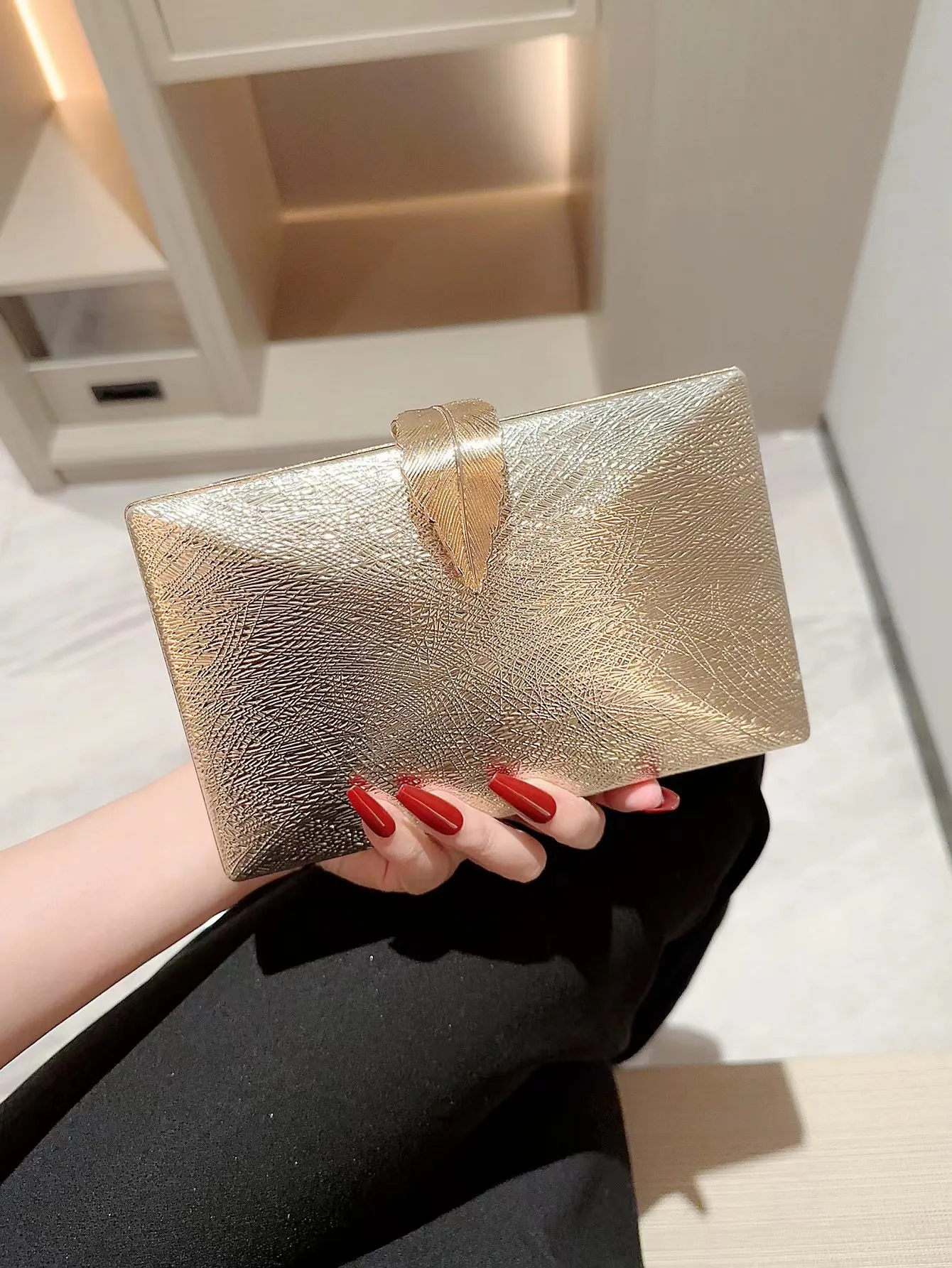 Pu Ladies Golden Dinner Crossbody Bags Luxury Evening Prom Dress Clutch ...