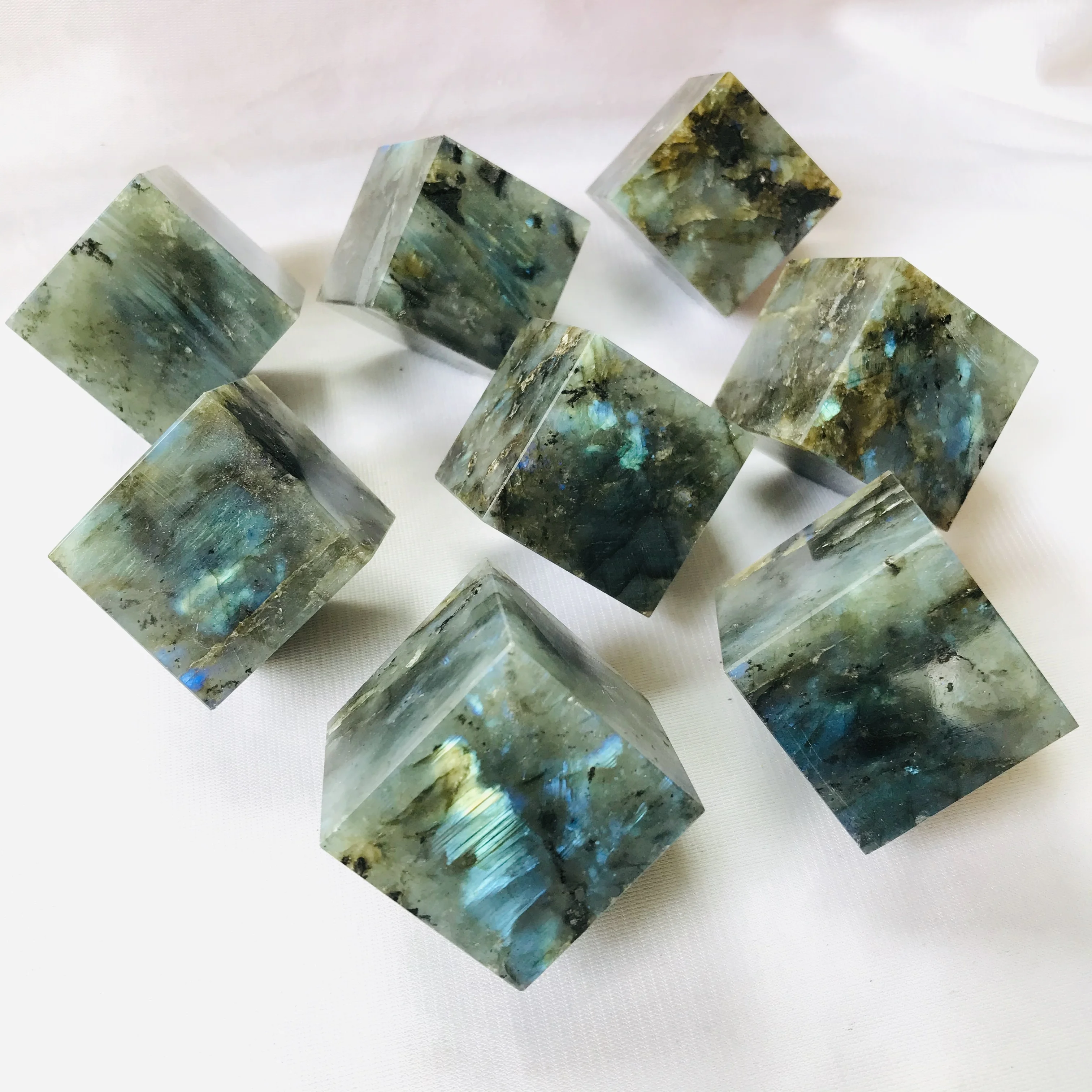Wholesale Natural Folk Crafts Hand Made Flash Labradorite Crystal Cube ...