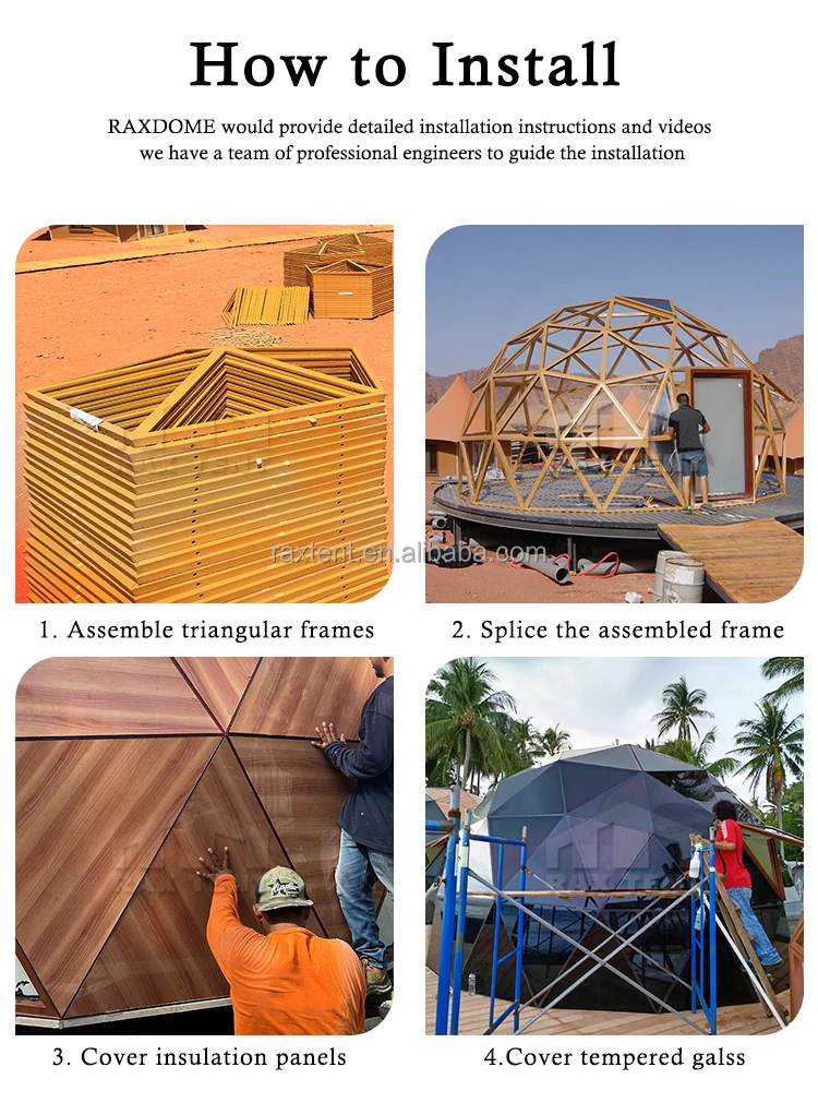 Exclusive Wooden Glass Dome Tent Glamping Hotel Tent with Bathroom