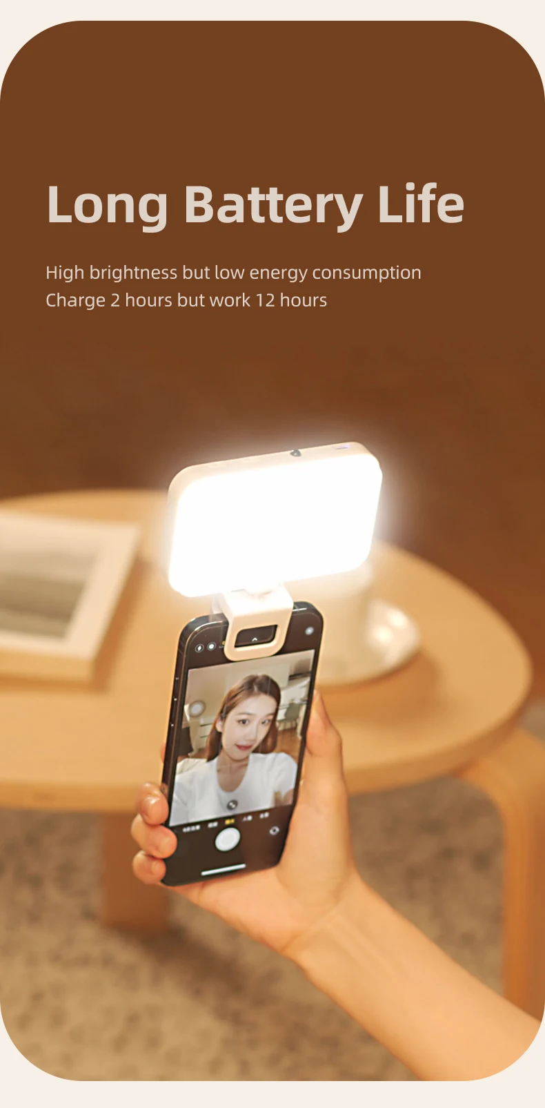 Mini Clip on Light USB Rechargeable Ring Light LED Mobile Phone Selfie ...