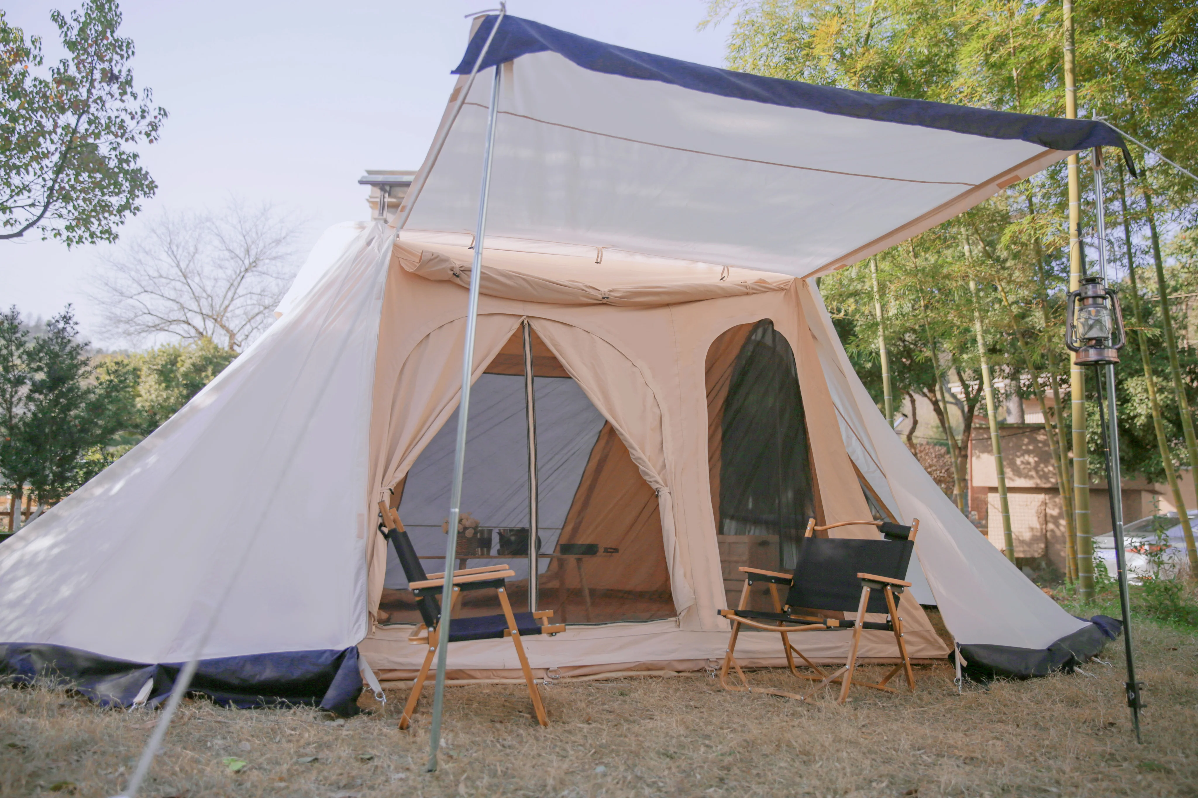 2022 Glamping White Outdoor Big Camping Tent Family Camping Cabin Tent ...