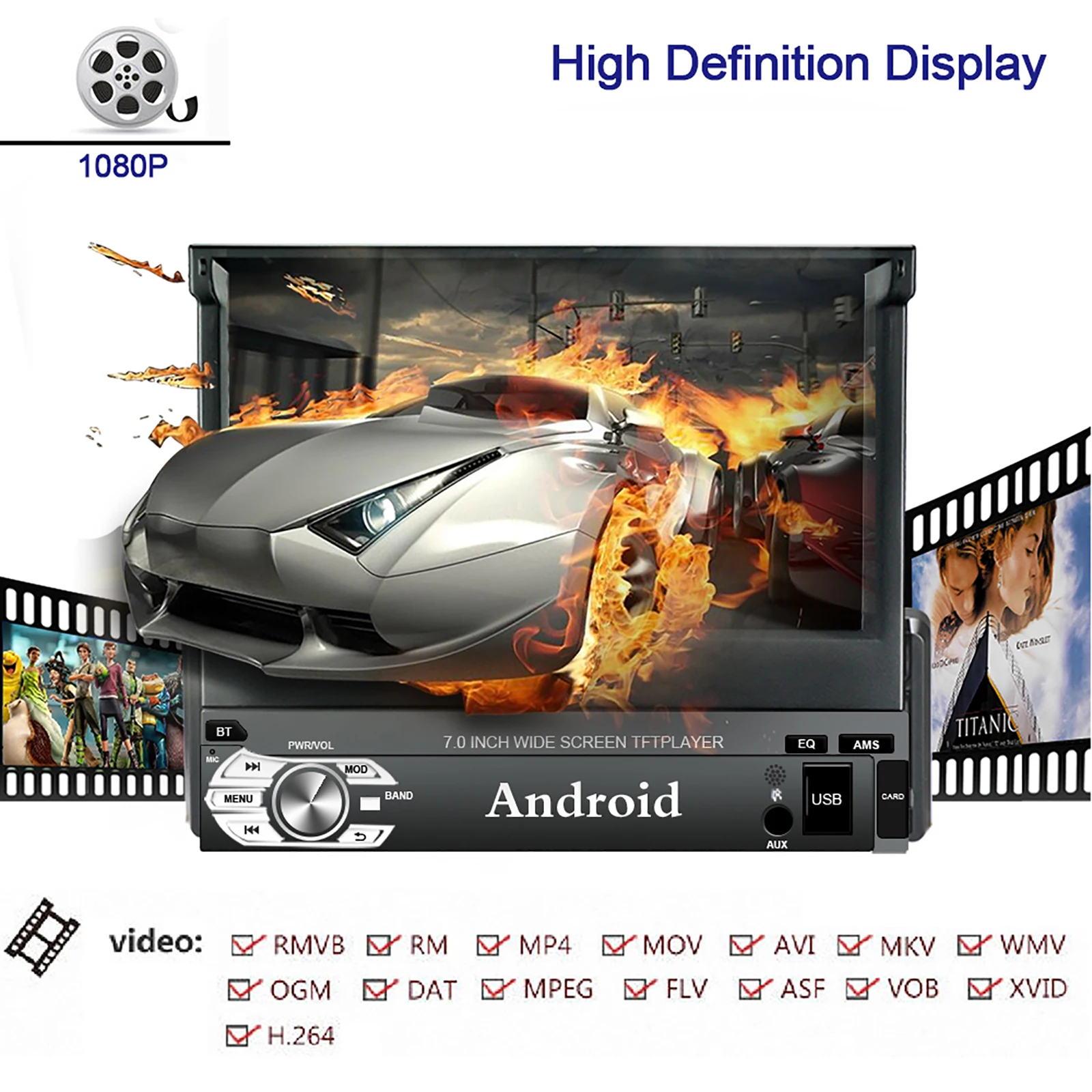 Bbzl 1 Din 7 Inch Car Multimedia Dvd Player With Flip Out Screen ...