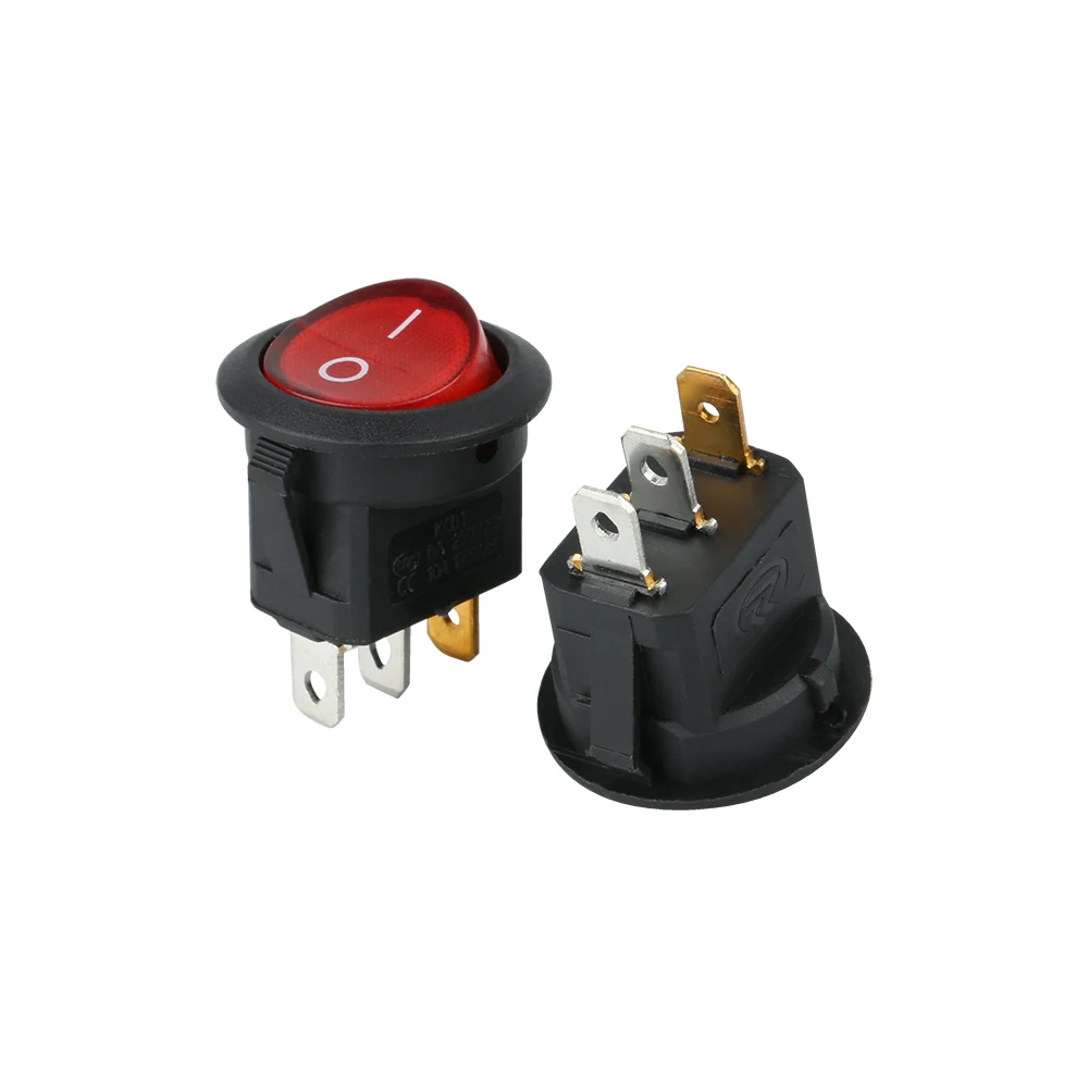 Rocker Switch On Off On Spdt Snap In Round Button 10a 250v Ac For Auto ...