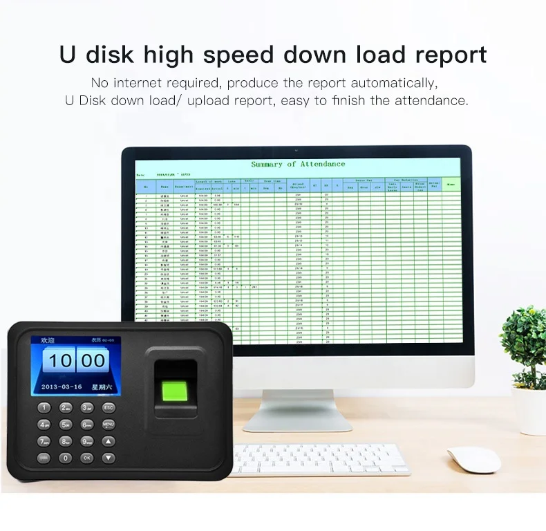 Time Attendance Machine Biometric Fingerprint Recognition Scanner Time ...