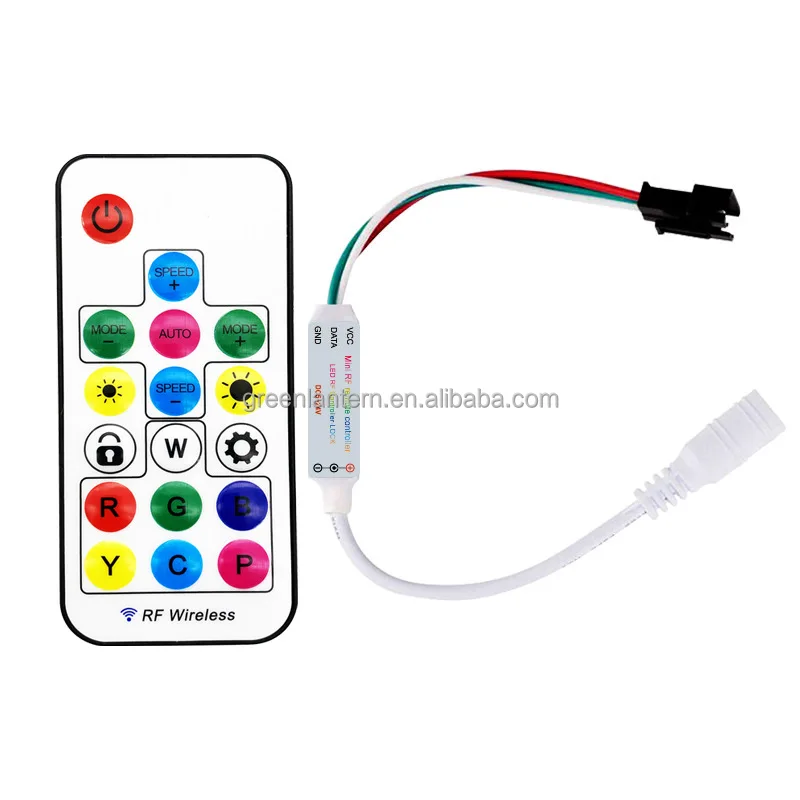 Addressable RGB LED Strip Mini SPI RF Controller 14/17/21 Key Remote ...