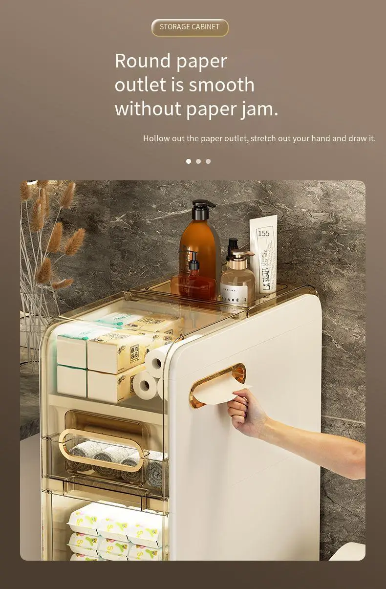 Modern Square Plastic Bathroom Storage Cabinets Slotted Design With ...