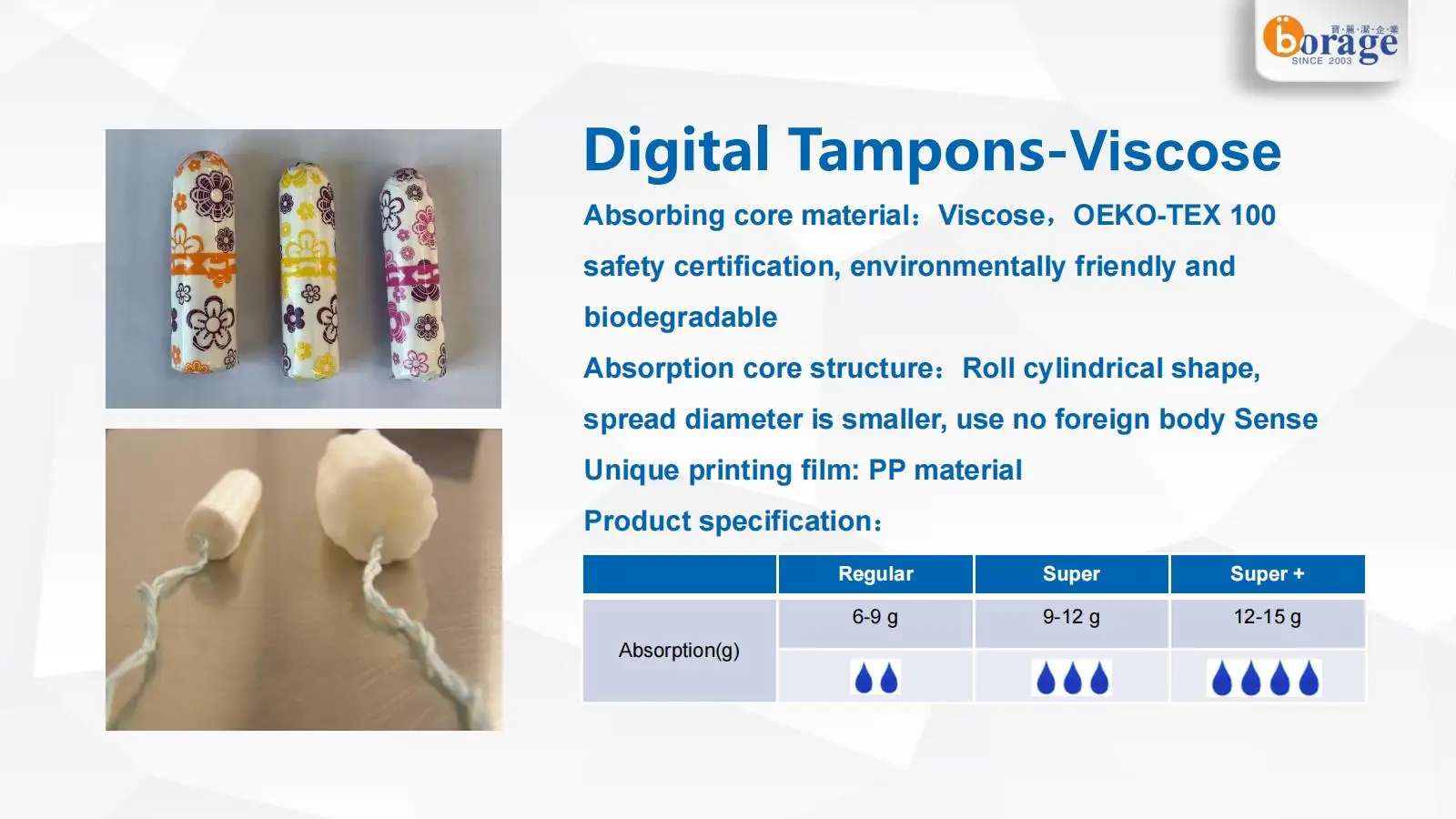 Professional Custom High Quality Feminine Hygiene Tampons