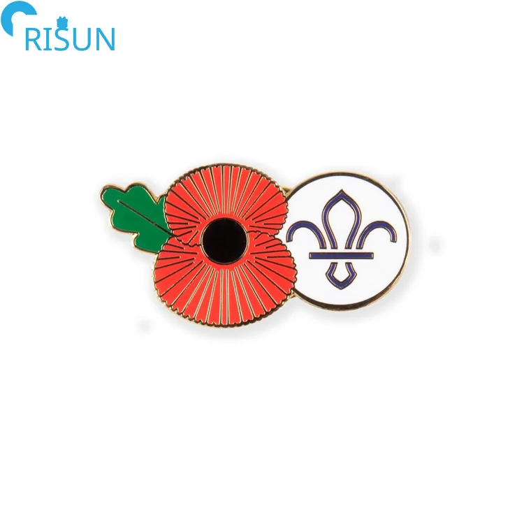Customized Enamel Lest We Forget Remembrance Day Flag Poppy Lapel Pin ...