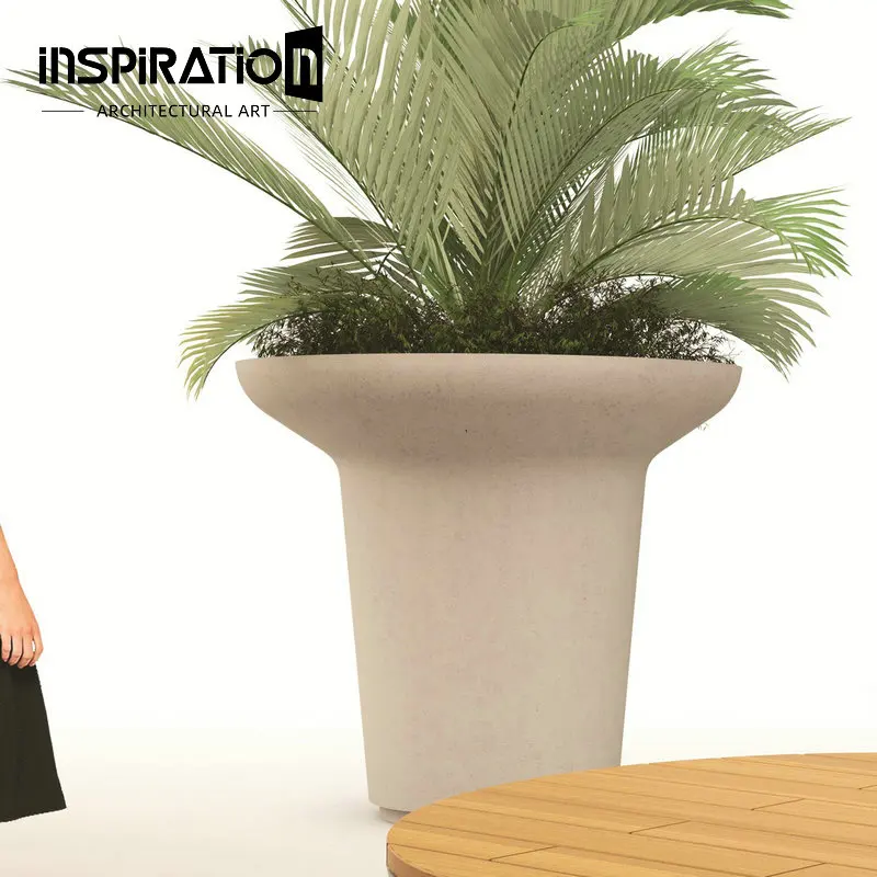 GRC Fiberglass Reinforced Concrete GFRC concrete round pot Outdoor ...