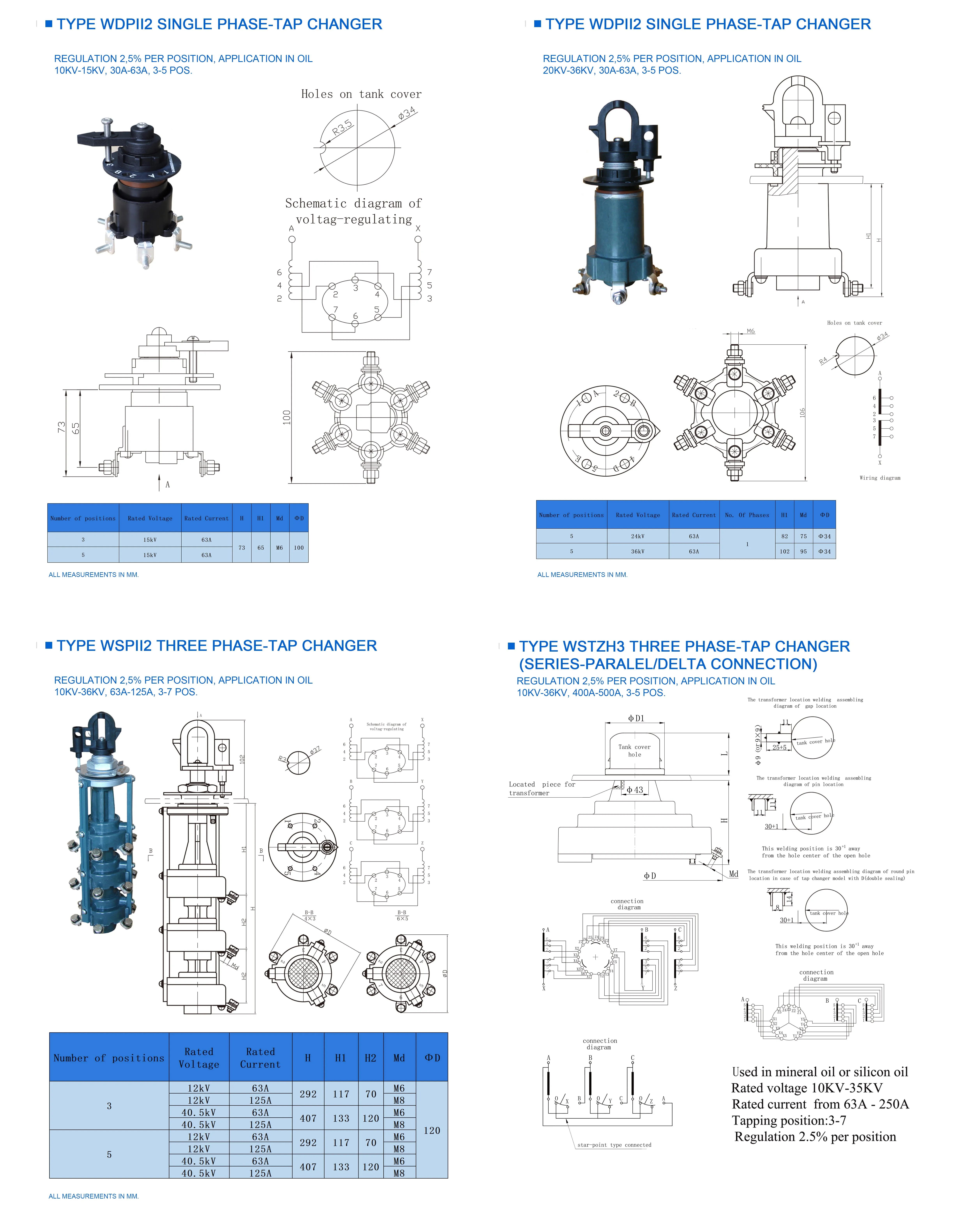 WDP Type De Energized off Load Round Tap Changer for Transformers