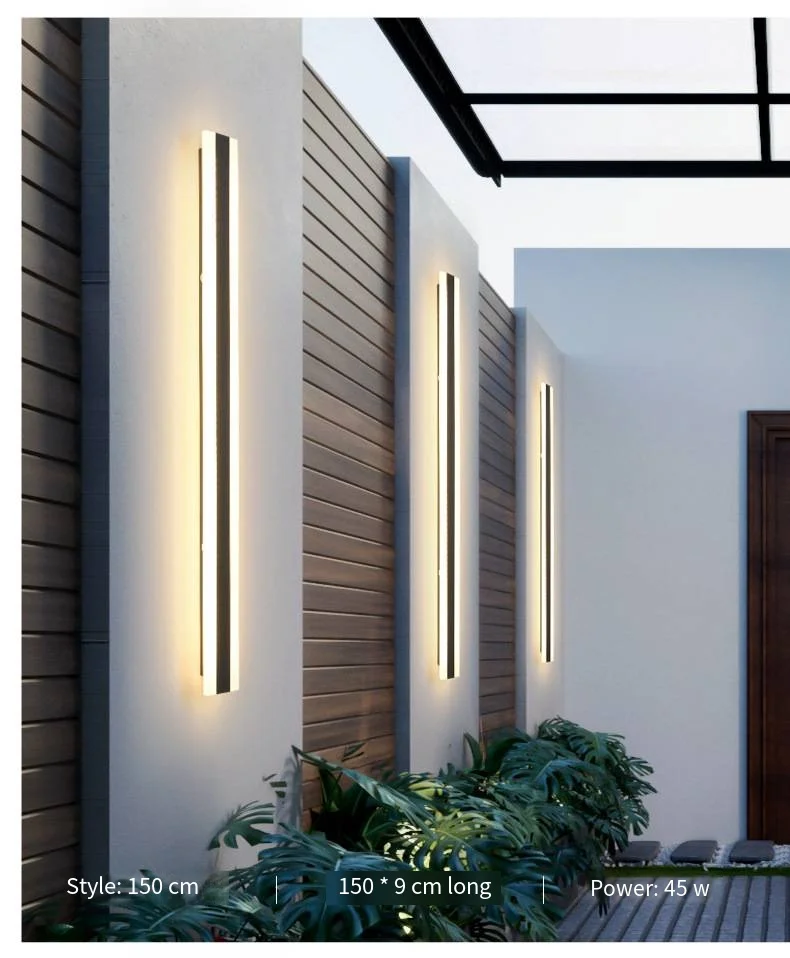 Modern Minimalist Led Outdoor Long Wall Light Waterproof Villa Exterior ...
