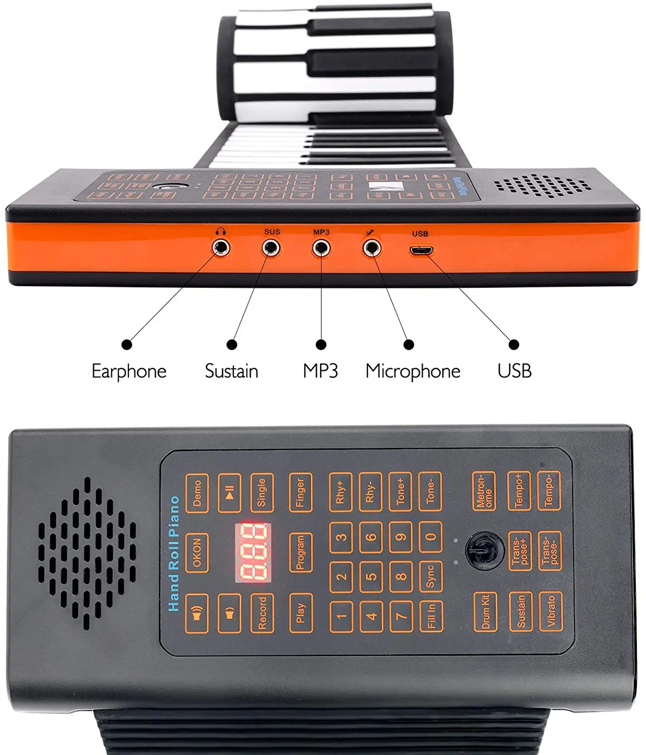 Mini Piano Keyboard 1000mah Rechargeable Battery Led Digital Display ...