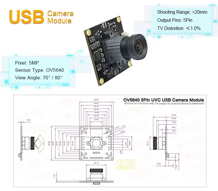 5MP USB Camera Module - Fast Delivery & Reliable Face Recognition