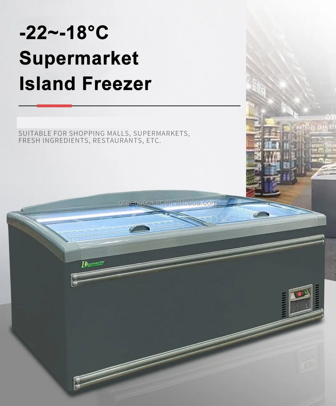 Glass Top Sliding Door Chest Horizontal Combination Commercial Freezers ...