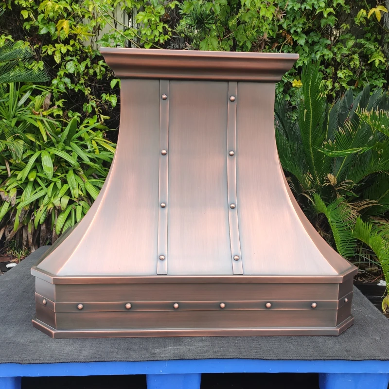 Copper Kitchen Vent Hoods with Straps Design Classic Wall Mounted