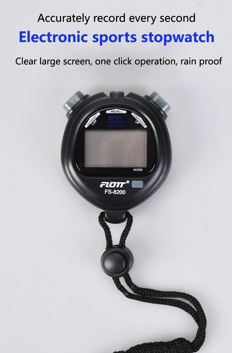 Digital Popular Timer Clock Stopwatch Single 3 Rows 200 Memory Student Fitness Training ...