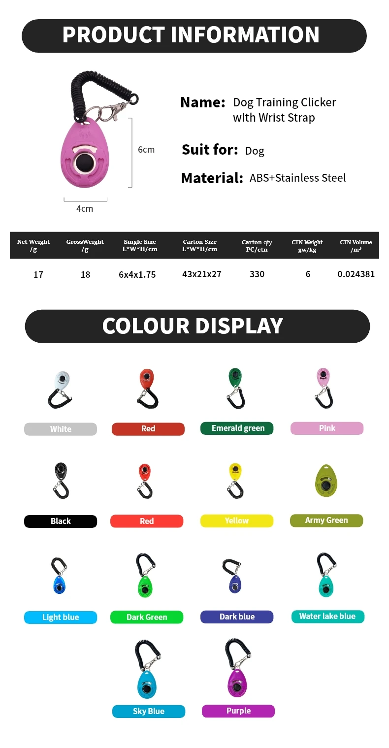 Hot Sale Colorful Pet Trainer Clicker Products Strap Stop Barking ...