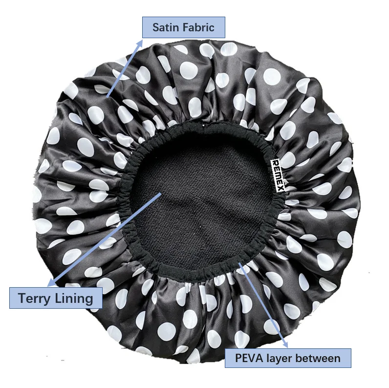 Luxury Extra Large Satin Lined Shower Cap for Women Triple Layers ...