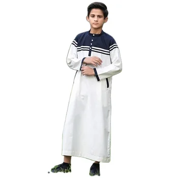 Modest Muslim Kids Boy Thawb Robe Classic Button Front Open Thobe For ...