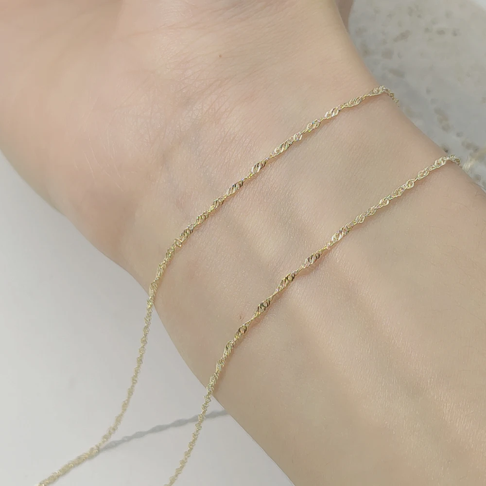 Genuine Gold Au585 Real Gold Solid Pure 14 Karat Gold Singapore Wave ...