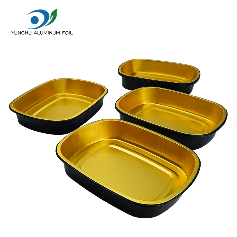 Black Gold Aluminum Tin Containers Disposable 1450ml Foil Container ...