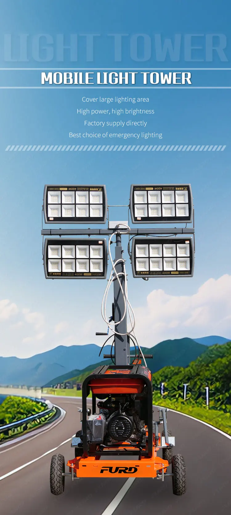 Generator Trailer Lighting Tower With Metal Halide Or Led Flood Light ...