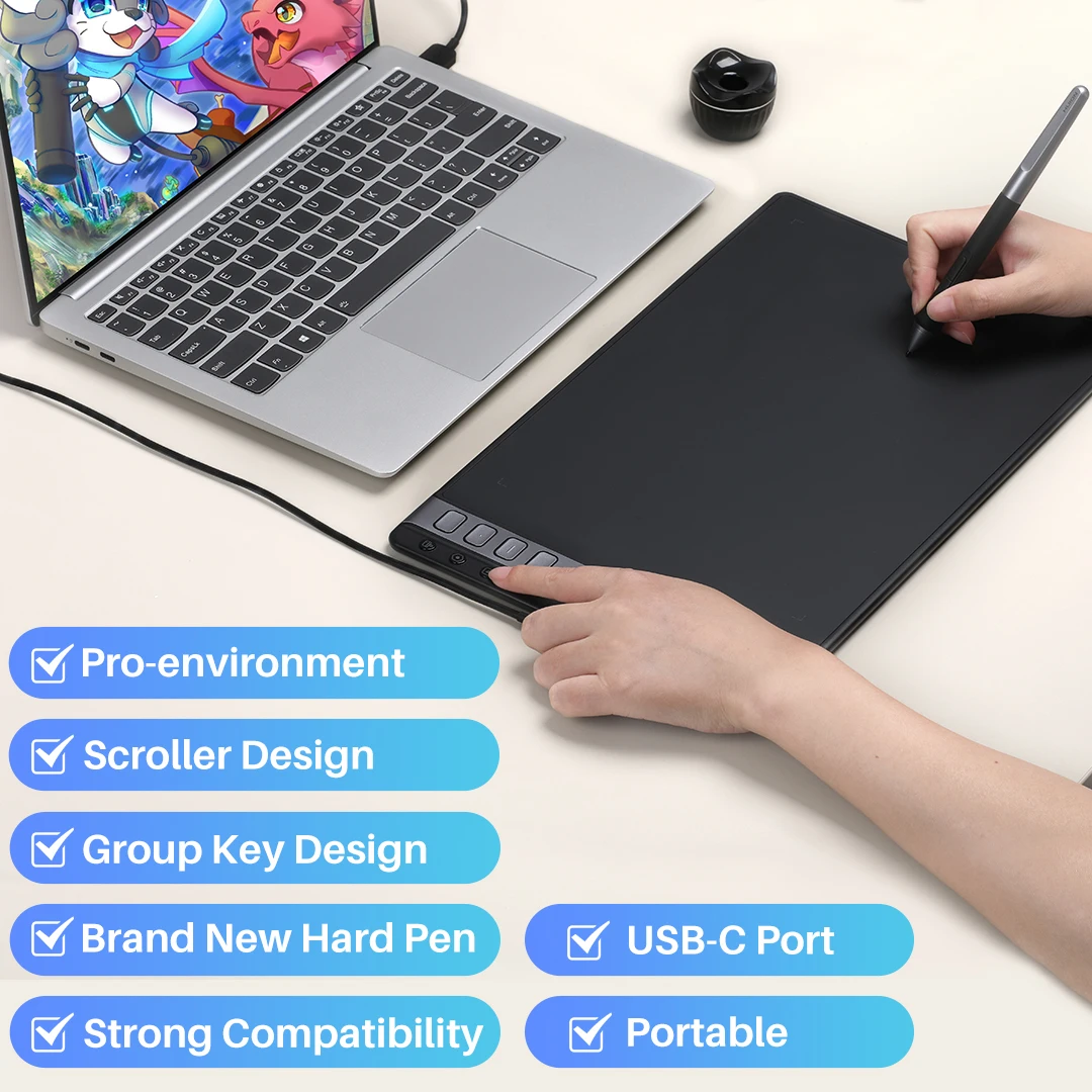Huion Drawing Tablet with 8 Custom Keys for Artists & Designers