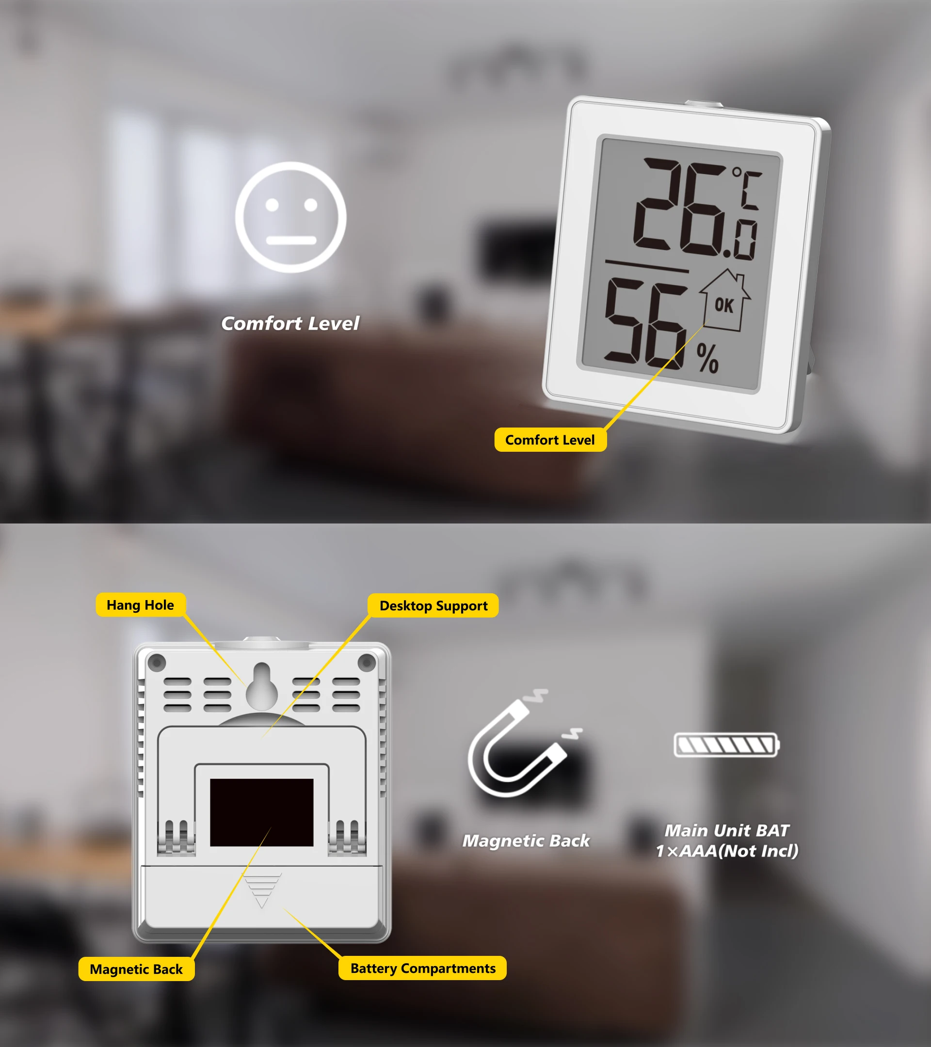 Mini Ultrasonic Compact Weather Station Humidity Multi-functional ...