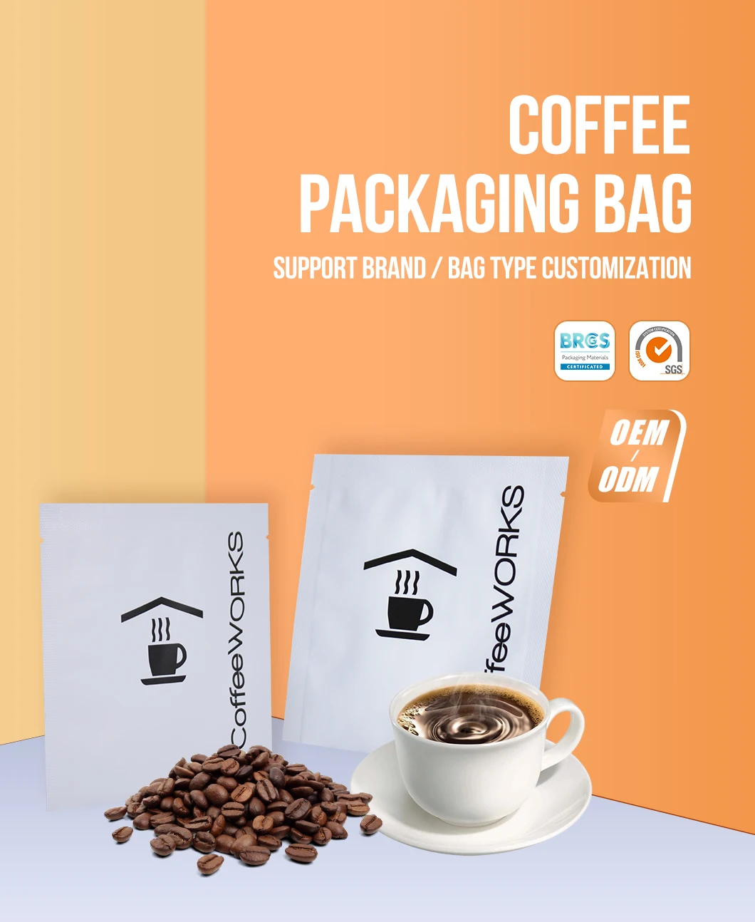 Food Grade Plastic Coffee Sachet Small Foil Bag with Heat Seal for Tea ...
