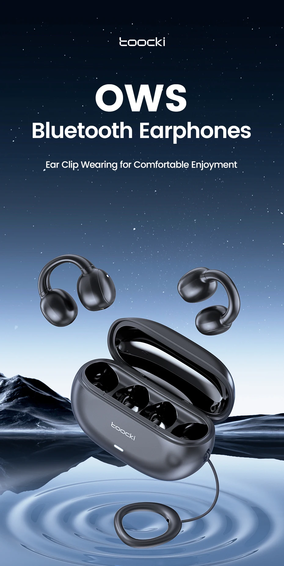 Toocki U-shape Design Wireless Earbuds Ows Bluetooth Clip-on Ear ...