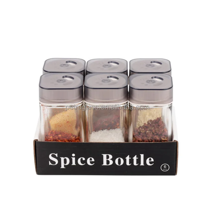 Premium Glass Spice Jars With Square Aluminium Lid 120ml Square Spice ...