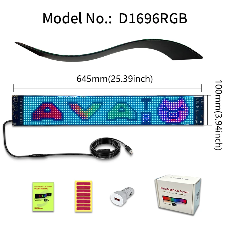 Led Car Window Sign Digital Display Color Rgb Screen Led Sign App ...