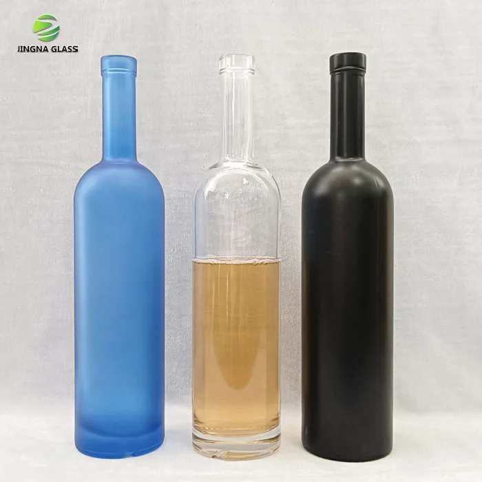 Custom 200Ml 375Ml 500Ml 750Ml 1000Ml Transparent Round Empty Flint Glass Liquor Wine Whisky ...