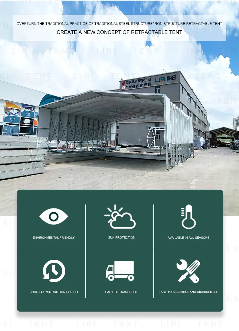 Large Flexible Mobile Aluminum Manual Telescopic Sliding Shed for ...