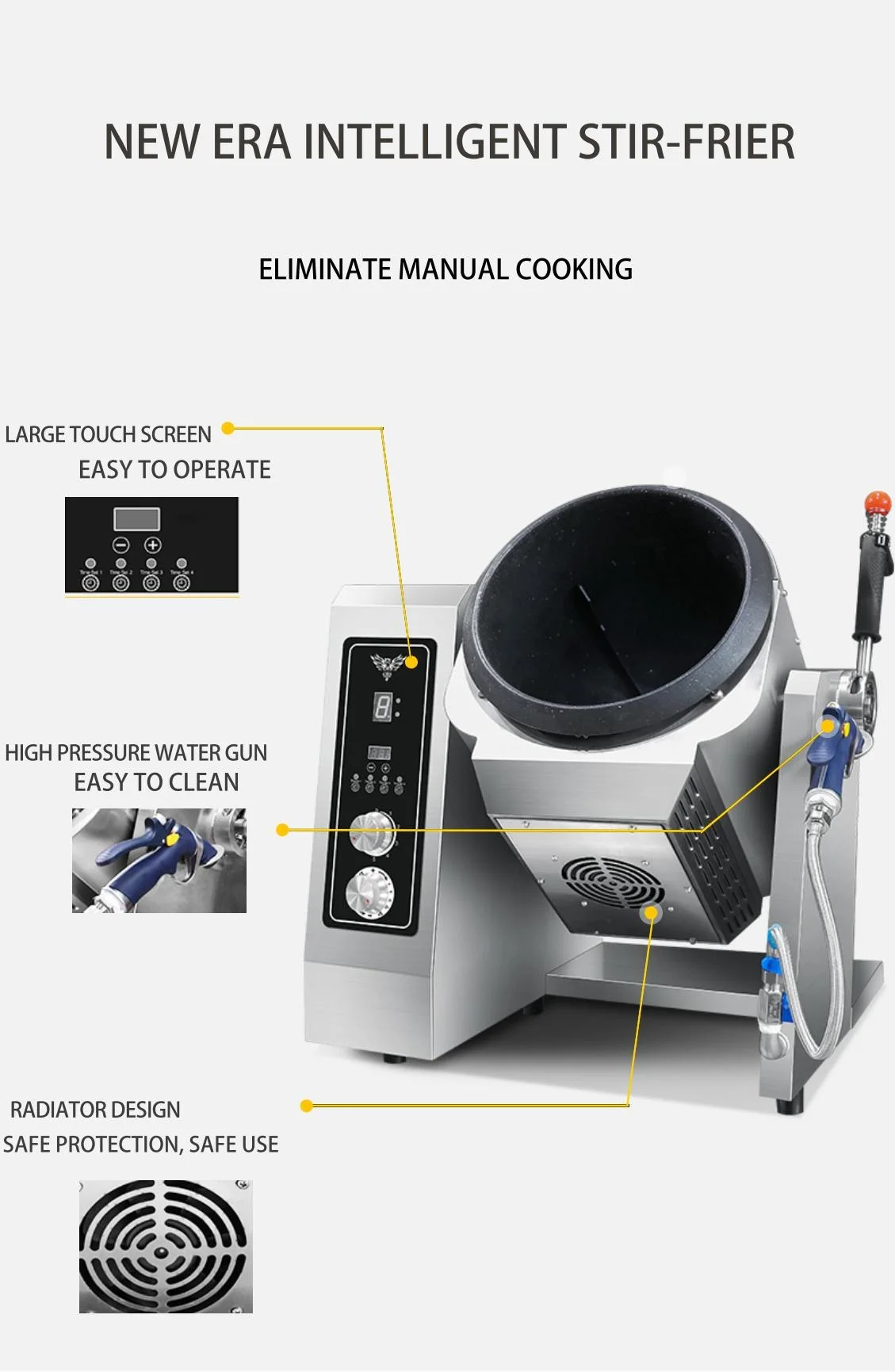 Commercial Kitchen Rotating Wok Automatic Gas Automatic Mixing Wok ...