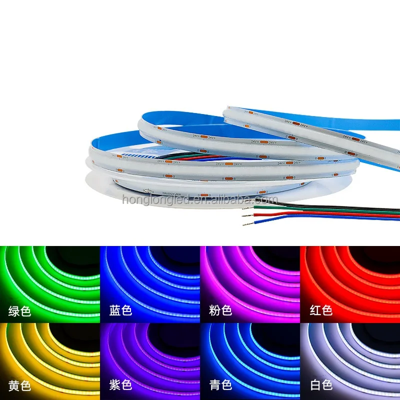 Rgb Cob Flexible Led Strip Light Fcob Fob Dc12v 24v 720leds/m Super ...