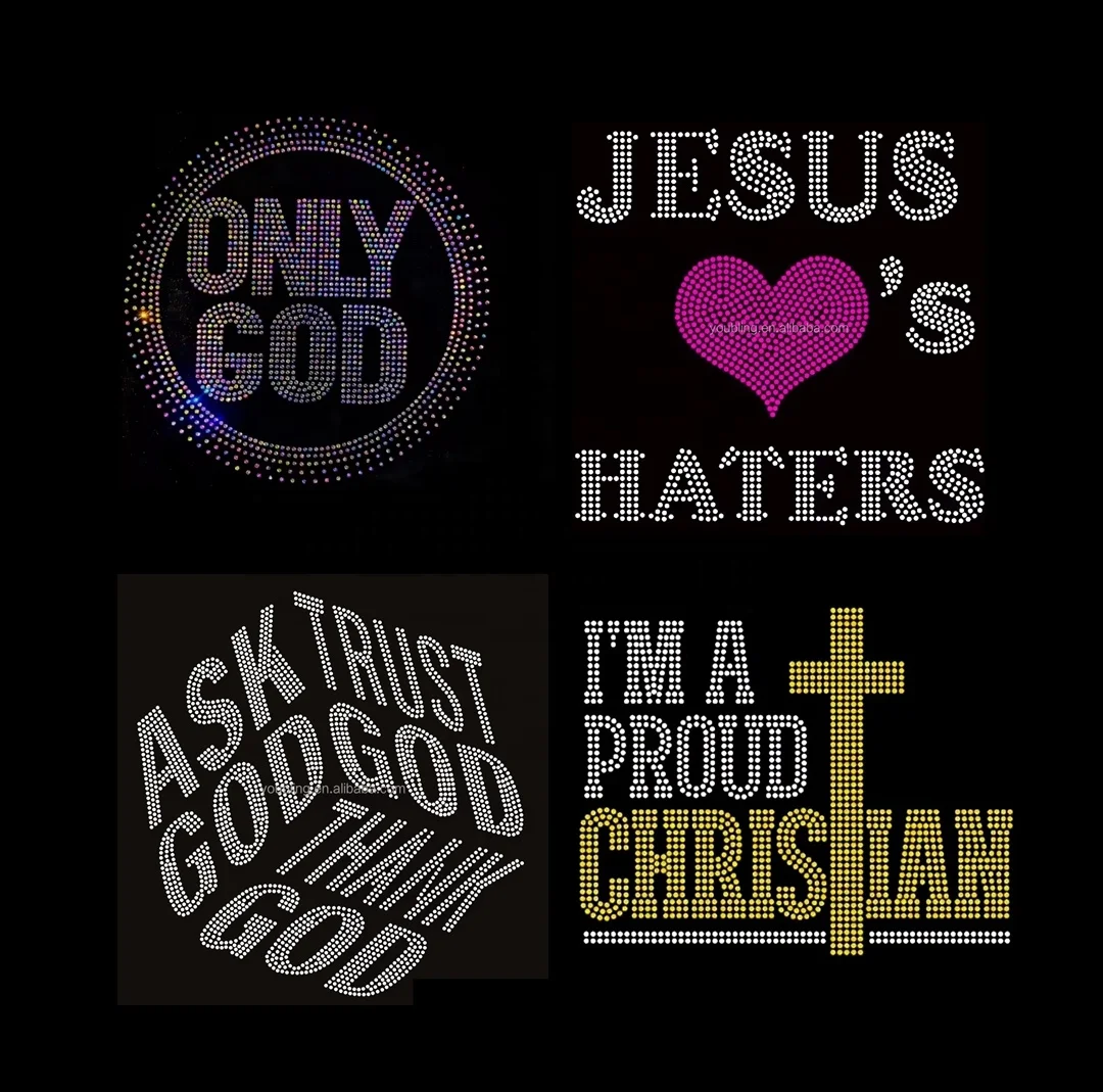 100+ Bling Christian Heat Transfer Rhinestone Sheets Only God Iron On ...