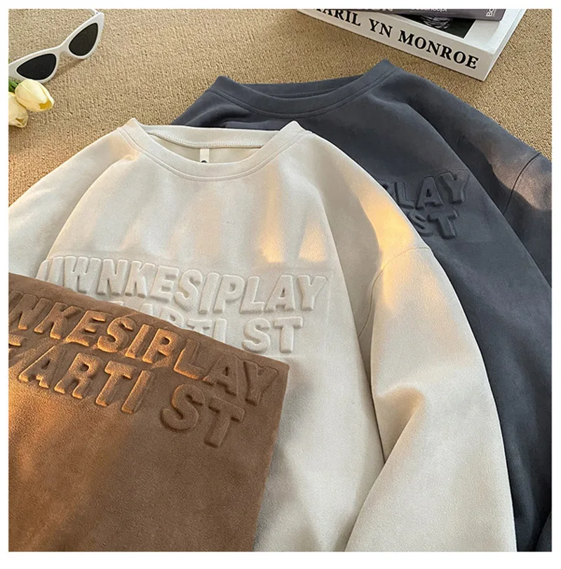 Shop Heavy Weight Oversize Cotton Sweatshirts with Embossed Logos